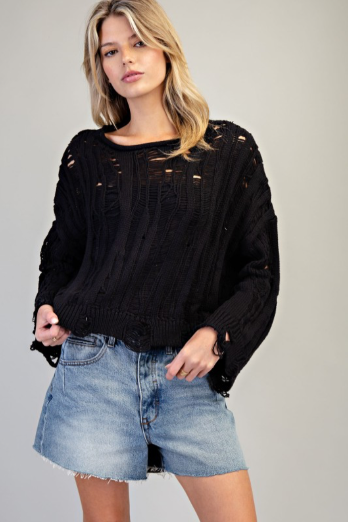 Distressed Crochet Top – Uniquely Yours