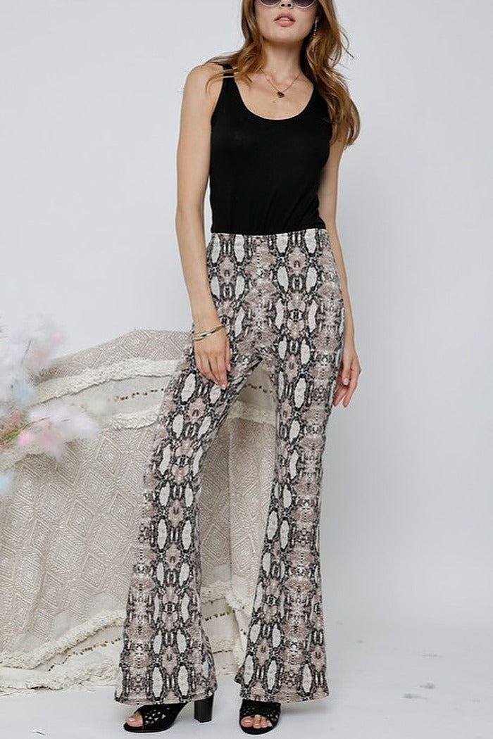 Snake Print Flare Bottom Pants – Uniquely Yours